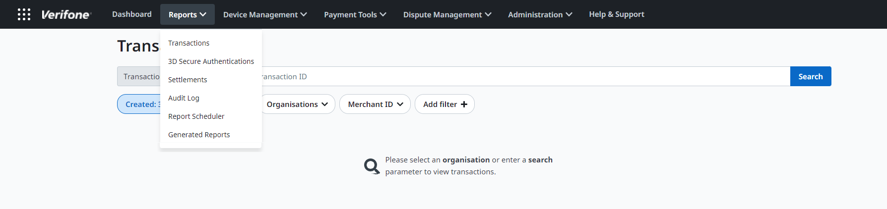 Transactions Reports | Verifone Central | Verifone Developer Portal